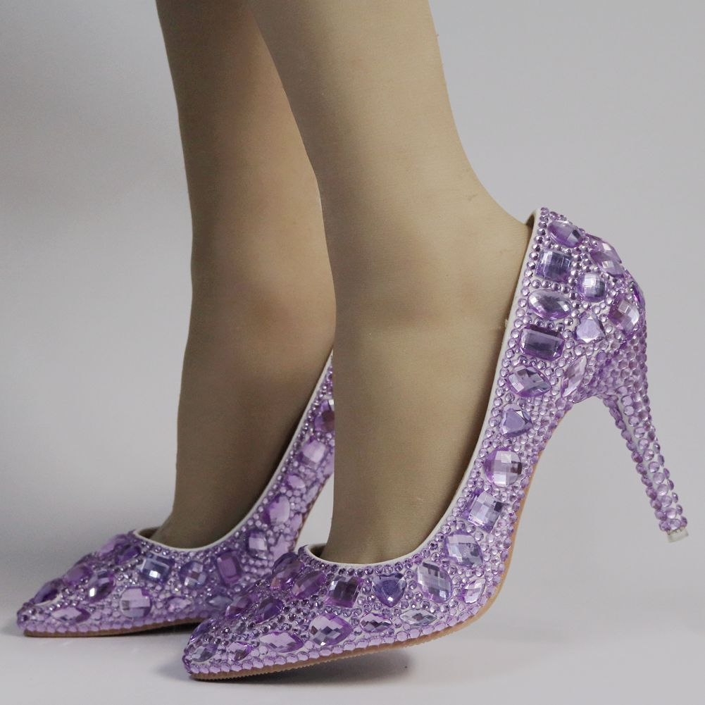 Purple Crystal Women Prom Party Shoes on Luulla