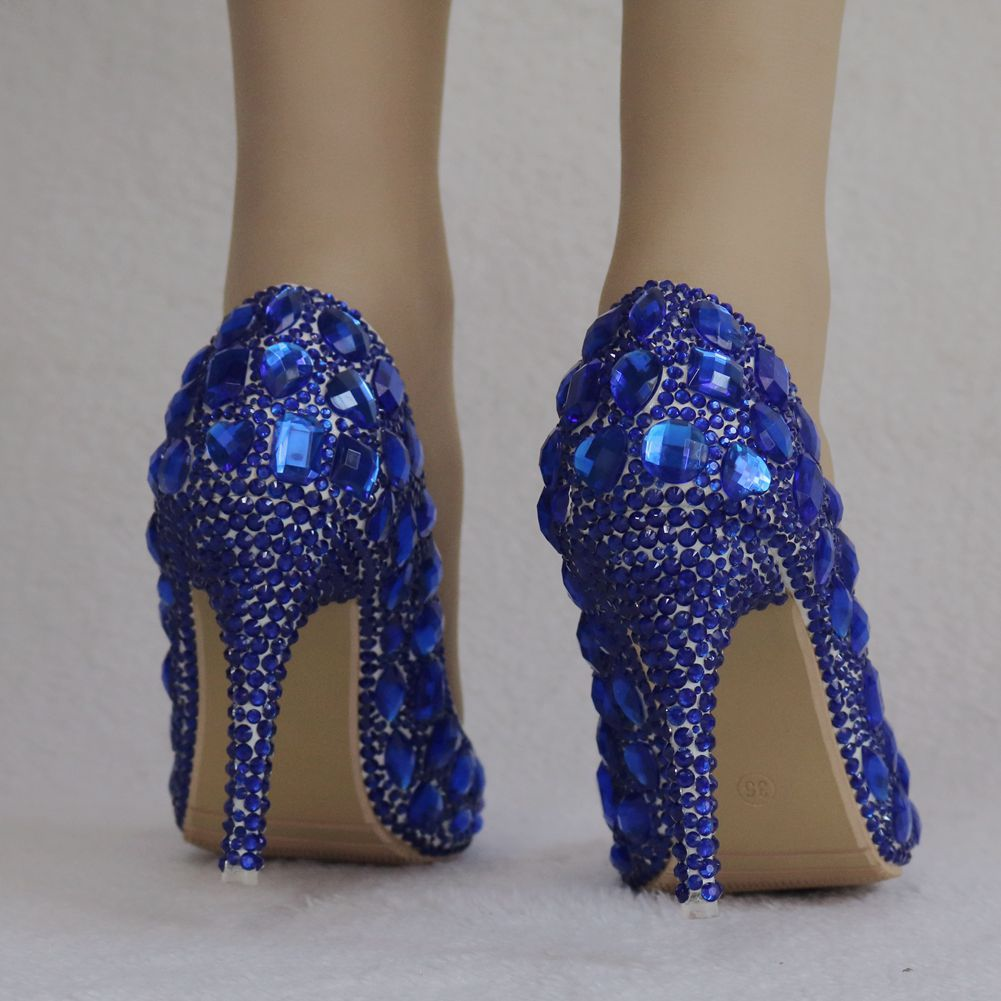 Blue Crystal Women Prom Shoes on Luulla