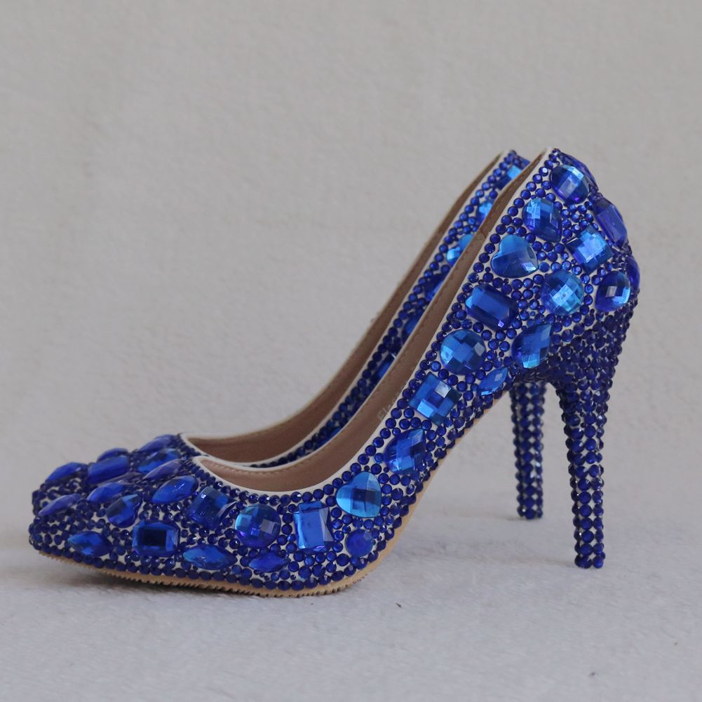 Blue Crystal Women Prom Shoes on Luulla