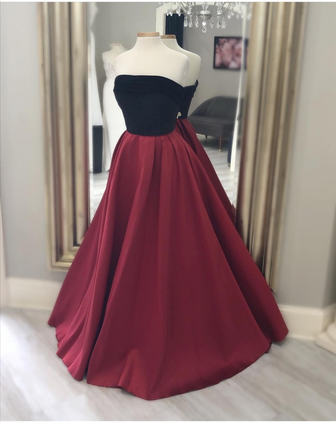 Strapless Two Tone Satin Long Prom Dresses Formals on Luulla