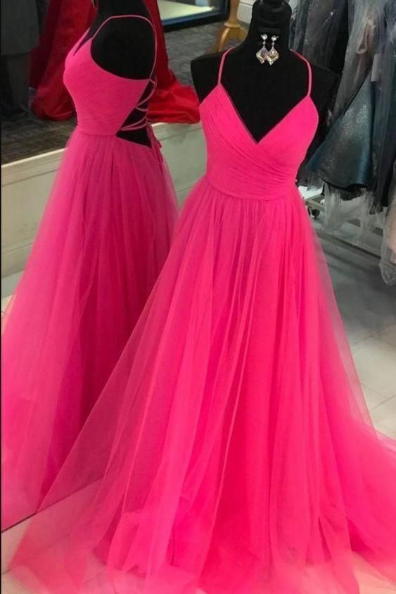 V Neck Long Prom Dress With Tie Back on Luulla