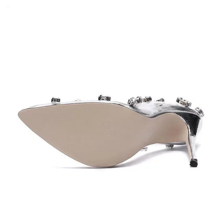 Crystals Decor Silver Stiletto Heels Bumps Shoes on Luulla