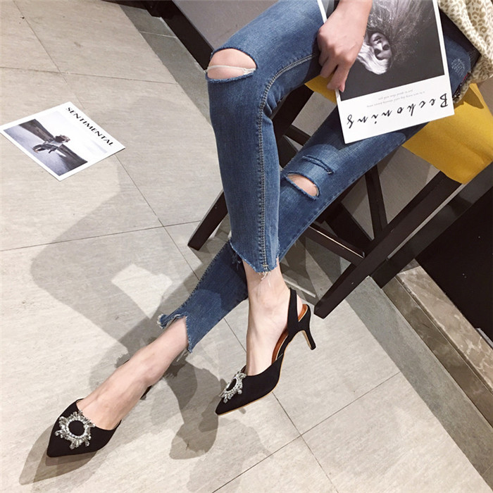 Slingback Black Silver Sandals on Luulla