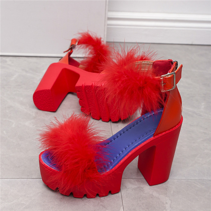 Red Ankle Strap Platform Sandals on Luulla