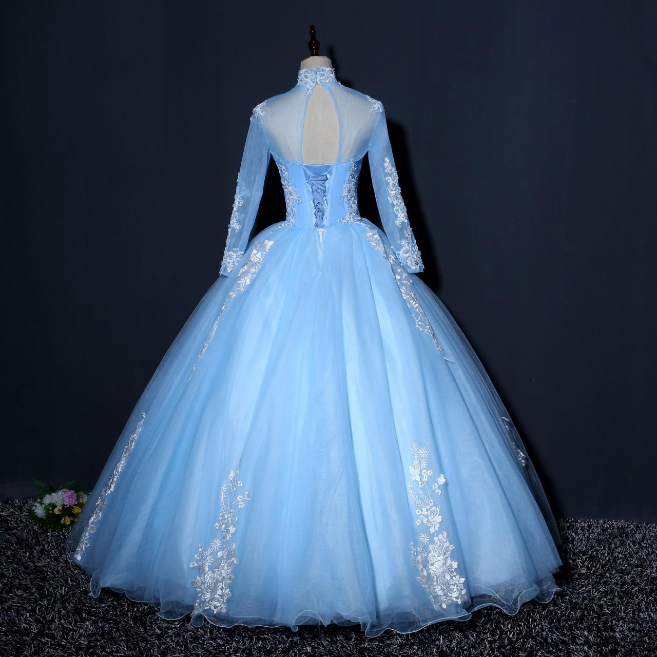 Long Sleeves Blue Formal Occasion Dress Evening Gown on Luulla