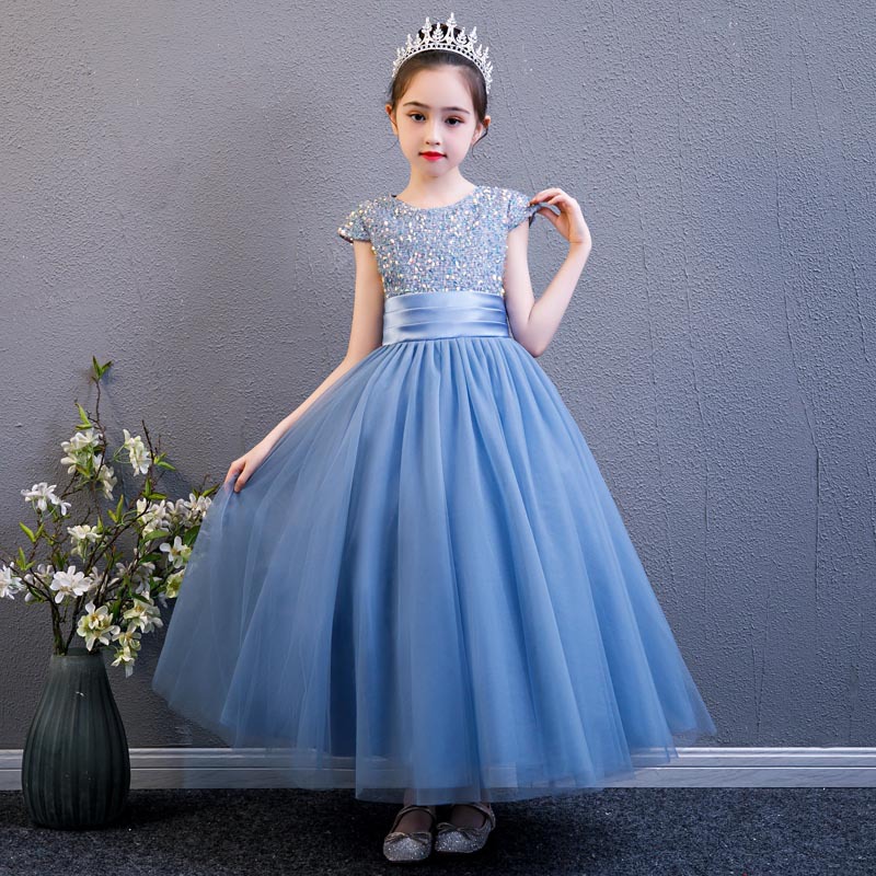 Cap Sleeves Blue Girl Formal Dress on Luulla
