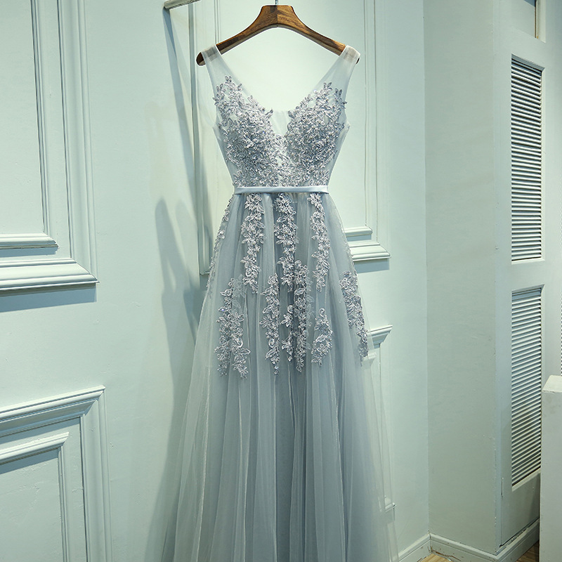 Grey Long Formal Occasion Dress Evening Gown on Luulla