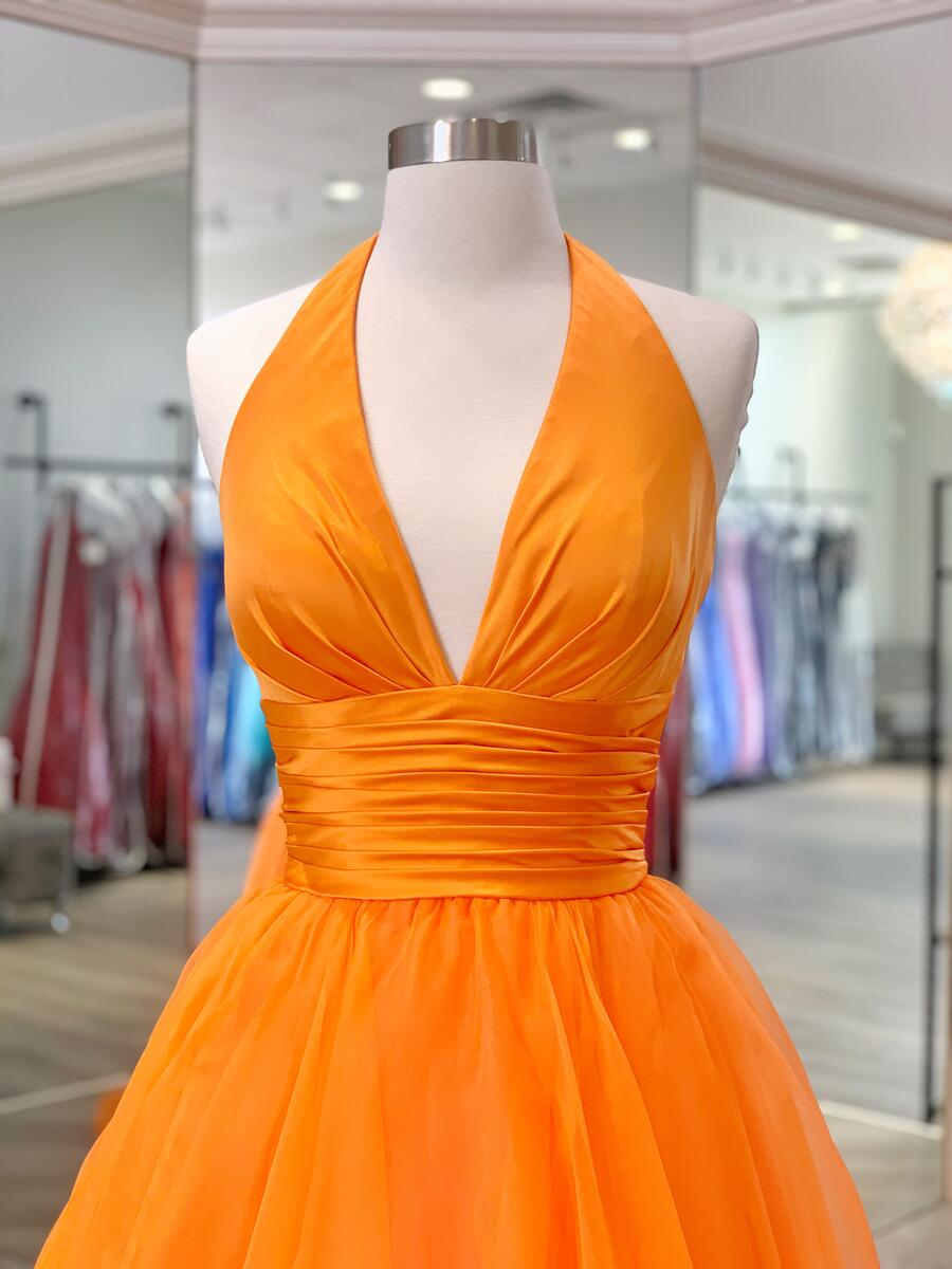 Halter Tangerine Organza Prom Dress on Luulla