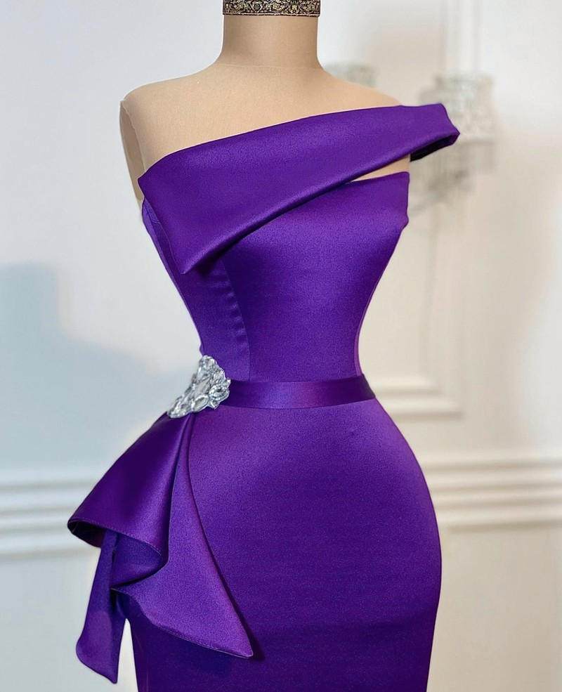 Satin Purple Bridal Dinner Gown Evening Dress on Luulla