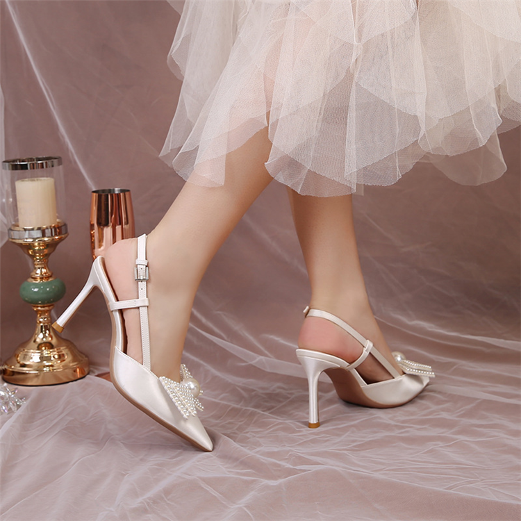 Pearls Bow Decor Women Pumps Heels Shoes on Luulla