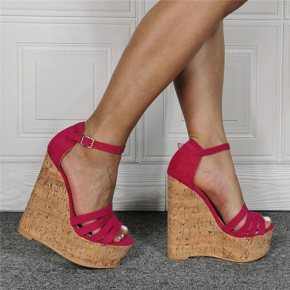 Ankle Strap Suede Wedges on Luulla