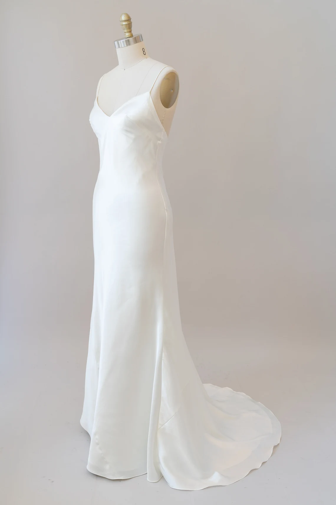 Spaghetti Straps V Neck Satin Simple Wedding Dress on Luulla