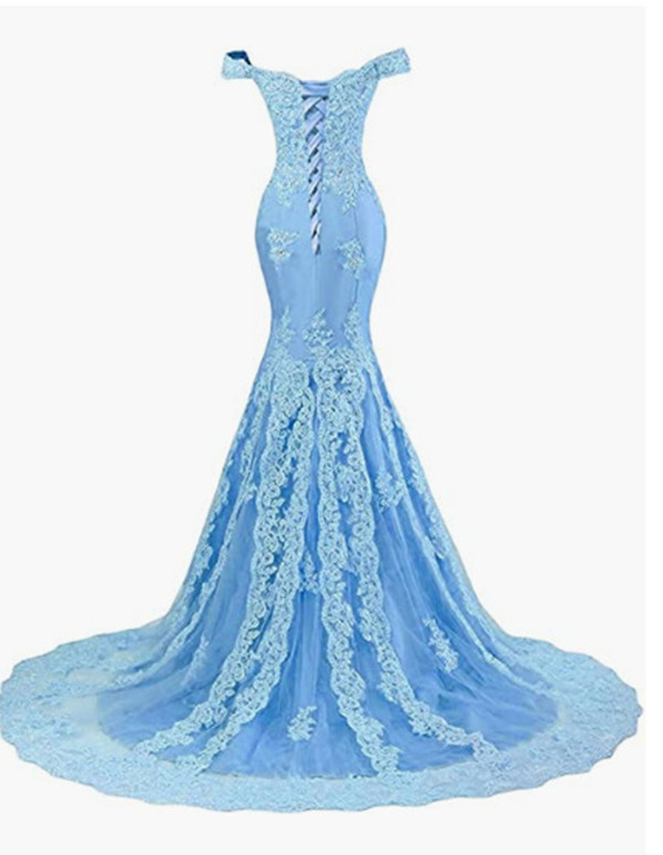 Off Shoulder Blue Formal Pageant Dress Long Evening Gown on Luulla