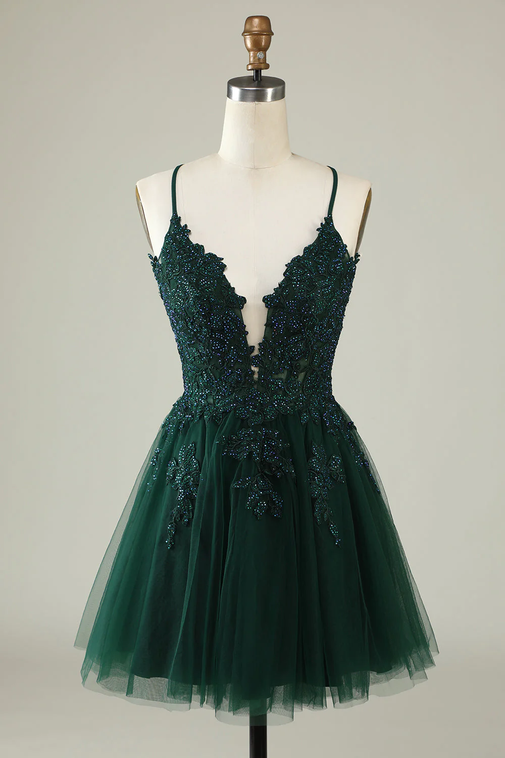 Plunging Neck Dark Green Short Graduation Dress Party Wear on Luulla