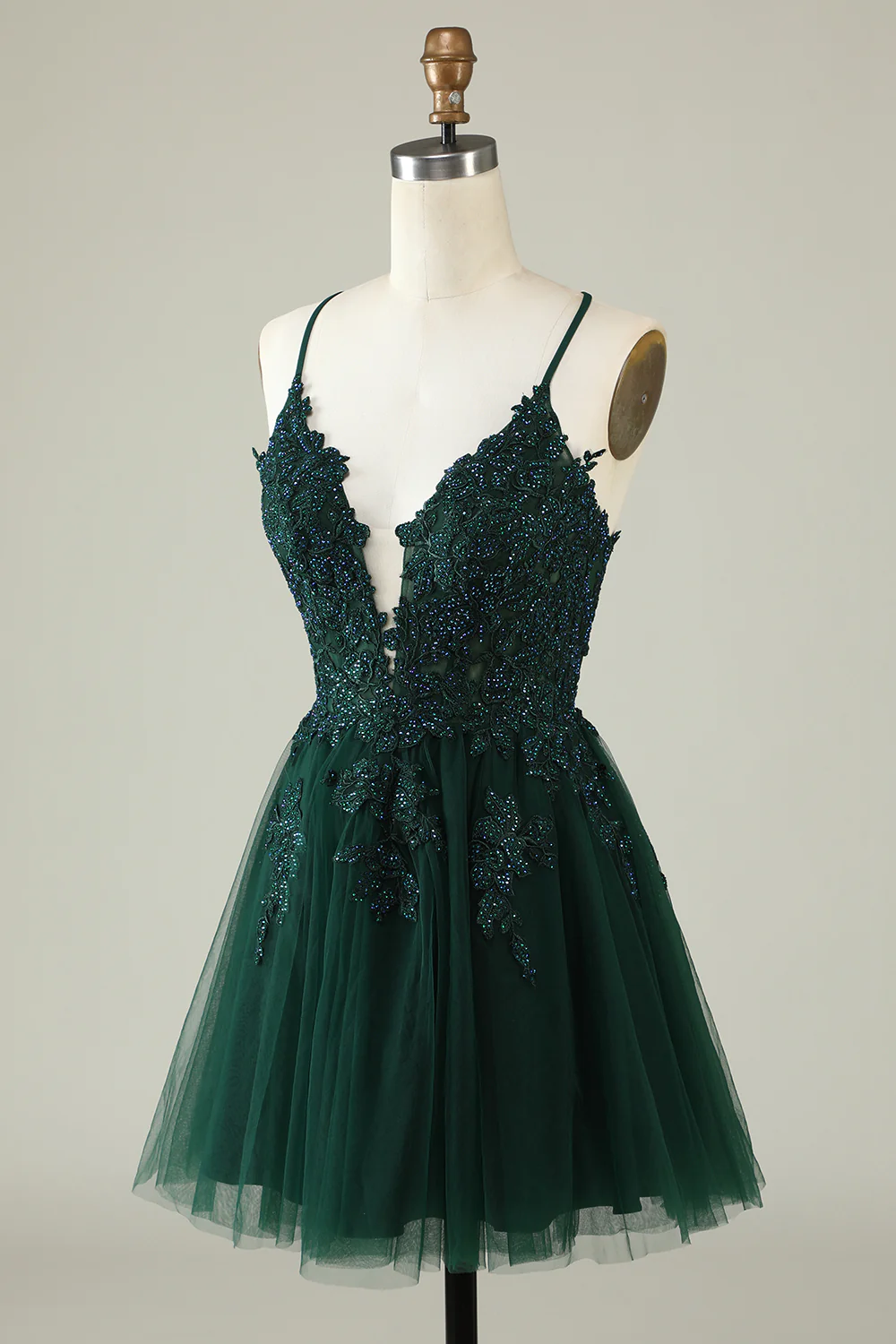 Plunging Neck Dark Green Short Graduation Dress Party Wear on Luulla