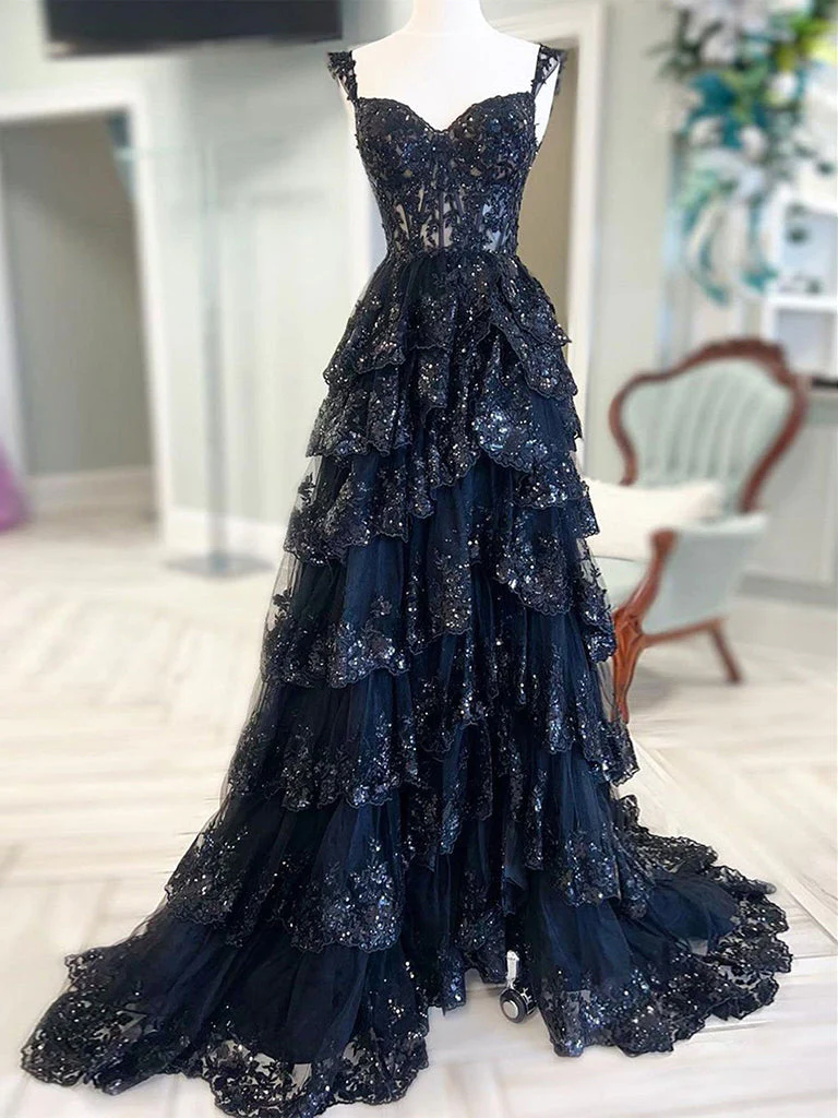 Tiered Black Pageant Dress on Luulla