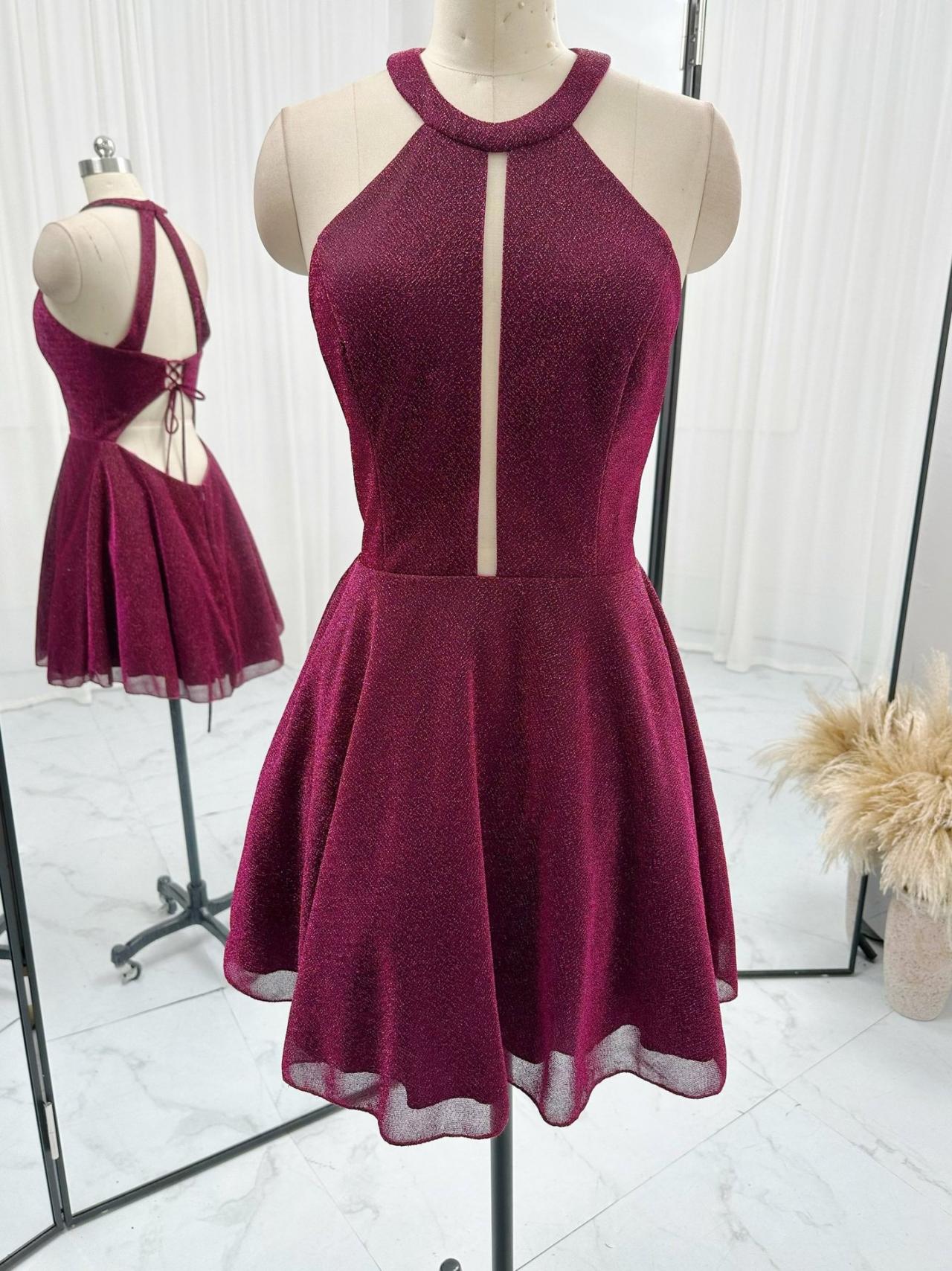 Glitter Purple Short Prom Dress on Luulla