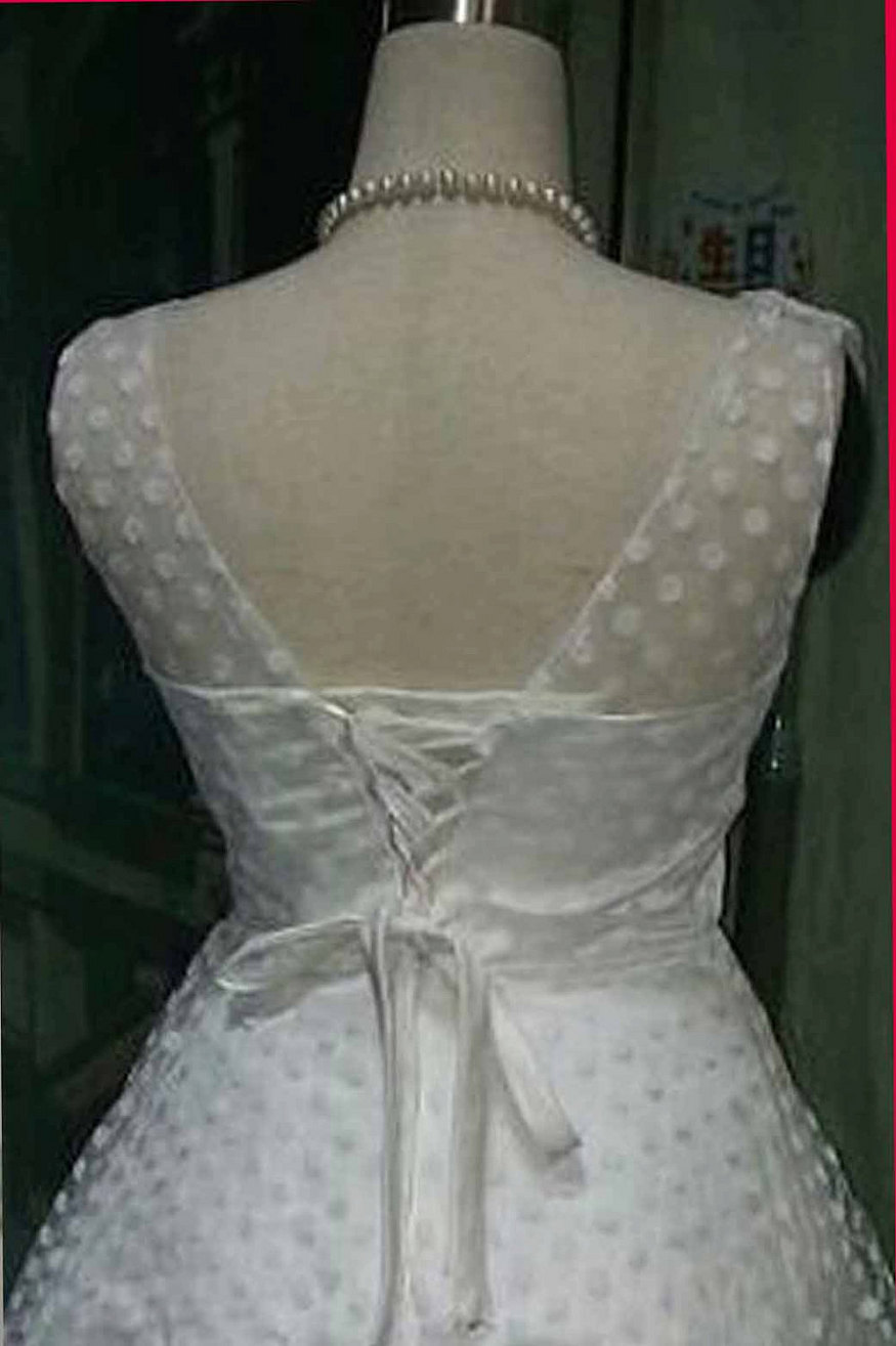 Vintage Polka Dots Tea Length Wedding Dress on Luulla