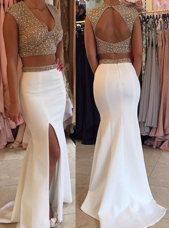2 Pieces Prom Dress With Side Slit on Luulla
