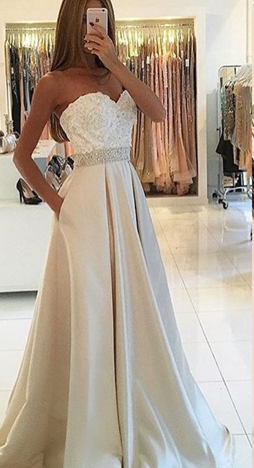 Sleeveless Sweetheart Prom Dress With Beaded Waist on Luulla