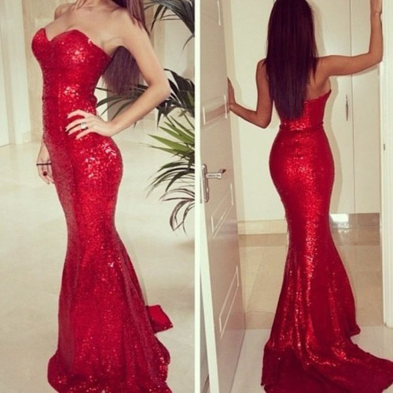 Sparkle Red Sequin Fit To Flare Prom Dress Formal Occasion Dress on Luulla