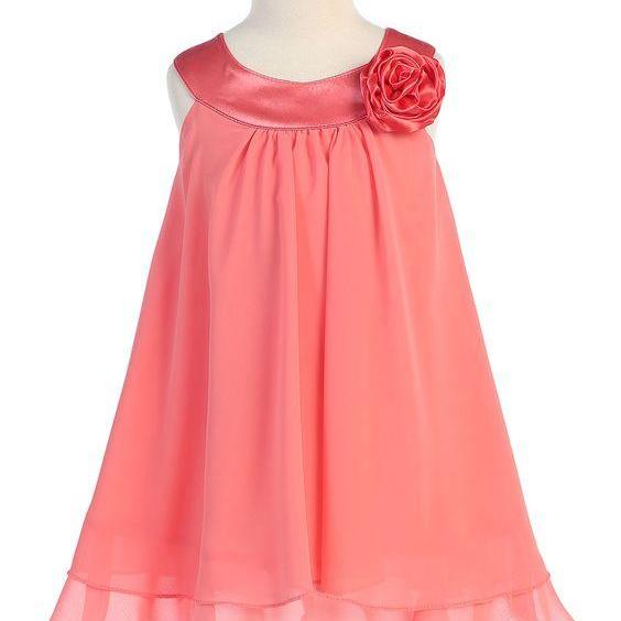 Satin Bib Neckline Chiffon A-line Flower Girl Dress on Luulla