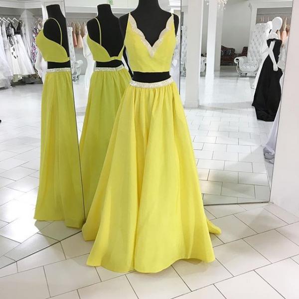 Sun Yellow 2 Pieces Prom Dress on Luulla