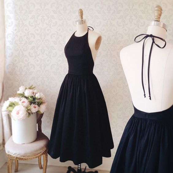 Halter Backless Short Black Dress on Luulla
