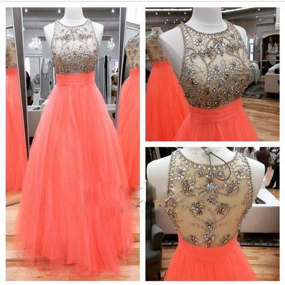 Coral Prom Dress With Beaded Bodice on Luulla