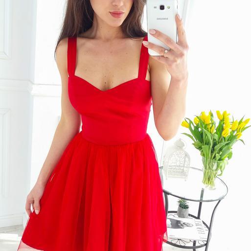 Women's Fashion Short Red Dress on Luulla