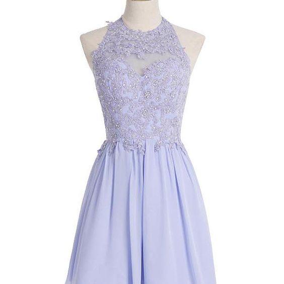 Short Light Lilac Dress With Beaded Lace on Luulla