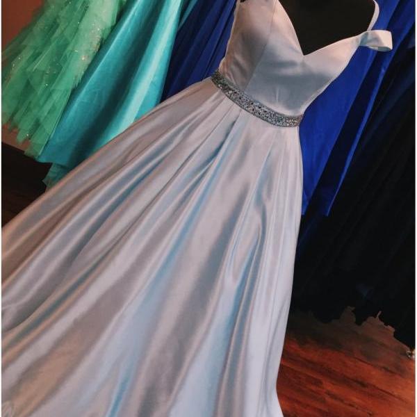 Cold Shoulders Light Blue Prom Dress on Luulla