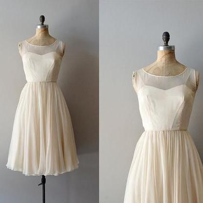 Sheer Neck Cream Short Party Dress on Luulla