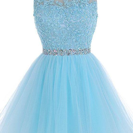 Sleeveless Blue Semi Formal Homecoming Party Dress on Luulla