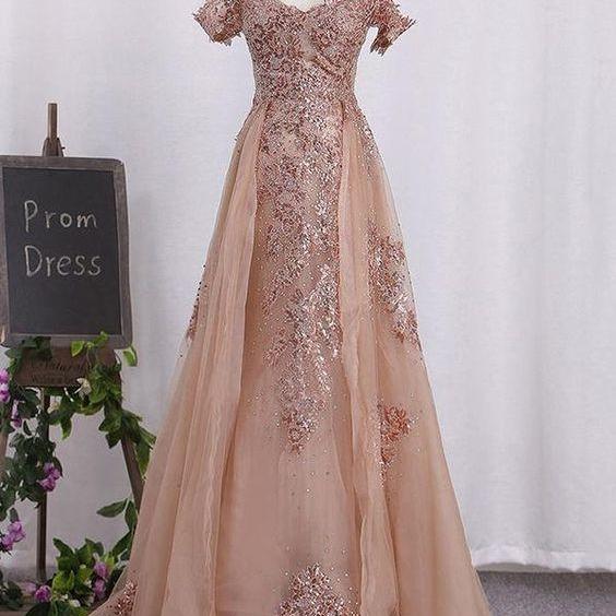 Off The Shoulder Glitter Appliques Prom Dress on Luulla