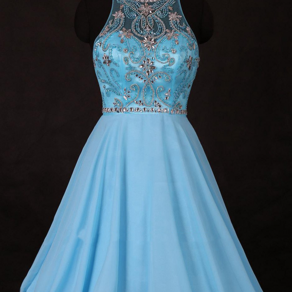 Backless Halter Prom Dress With Slit on Luulla