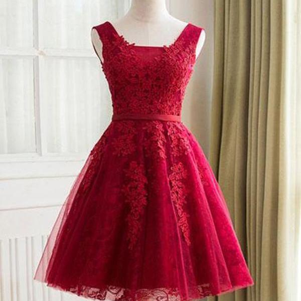 V Neck Dark Red Homecoming Dresses Hoco Birthday Party on Luulla