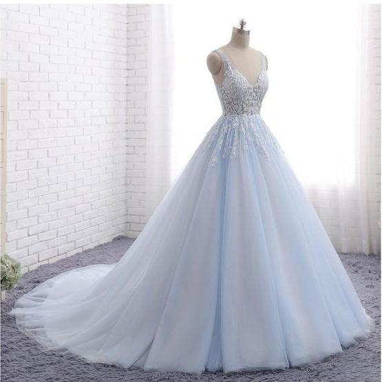 Light Blue Long Formal Occasion Dresses Evening Gowns on Luulla