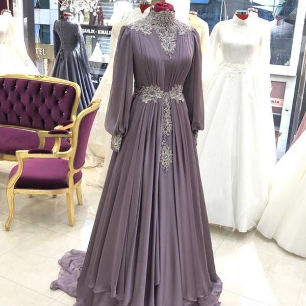 Modest Muslim Formal Occasion Dresses Long Sleeves Islamic Evening ...