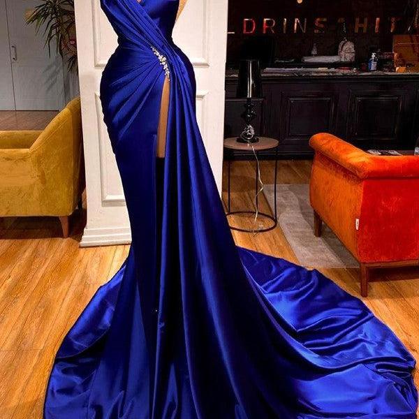Sleeveless Royal Blue Pageant Dress With Slit on Luulla