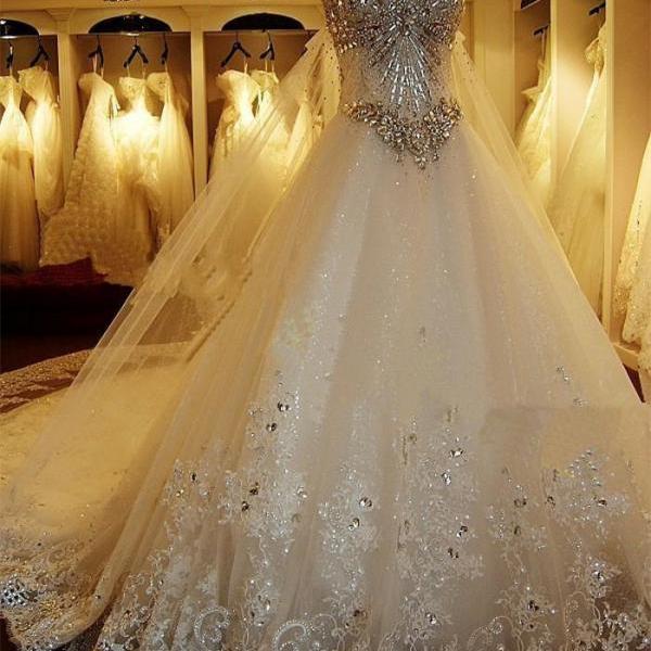 Chic Luxury Bridal Wedding Dresses With Removable Back Panel Train on ...