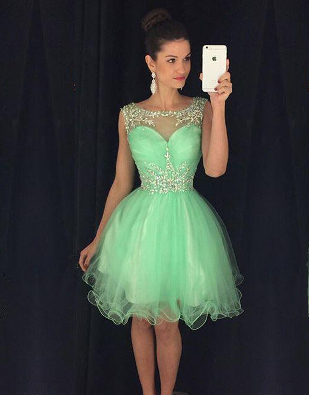 Sheer Sweetheart Neckline Knee Length Short Homecoming Graduation Party ...
