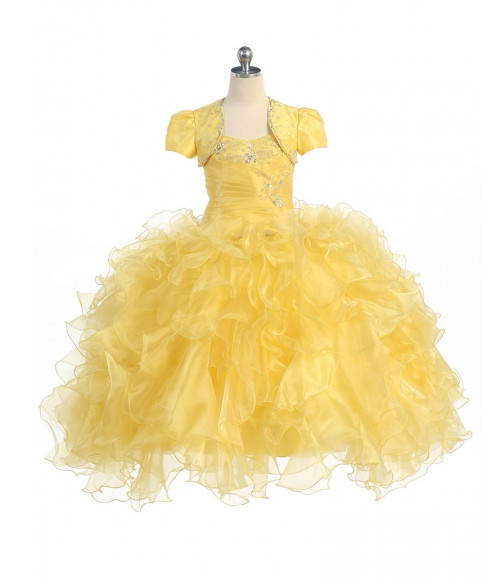 Ruffled Ball Gown Pageant Dress With Balero Jacket on Luulla