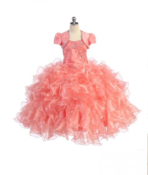 Ruffled Ball Gown Pageant Dress With Balero Jacket on Luulla
