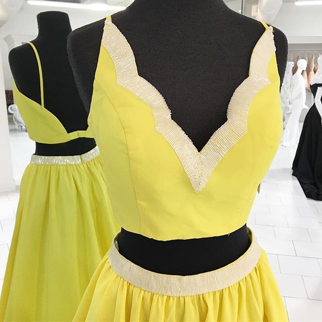 Sun Yellow 2 Pieces Prom Dress on Luulla