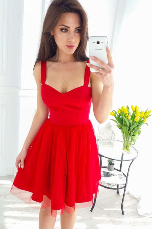 Women's Fashion Short Red Dress on Luulla
