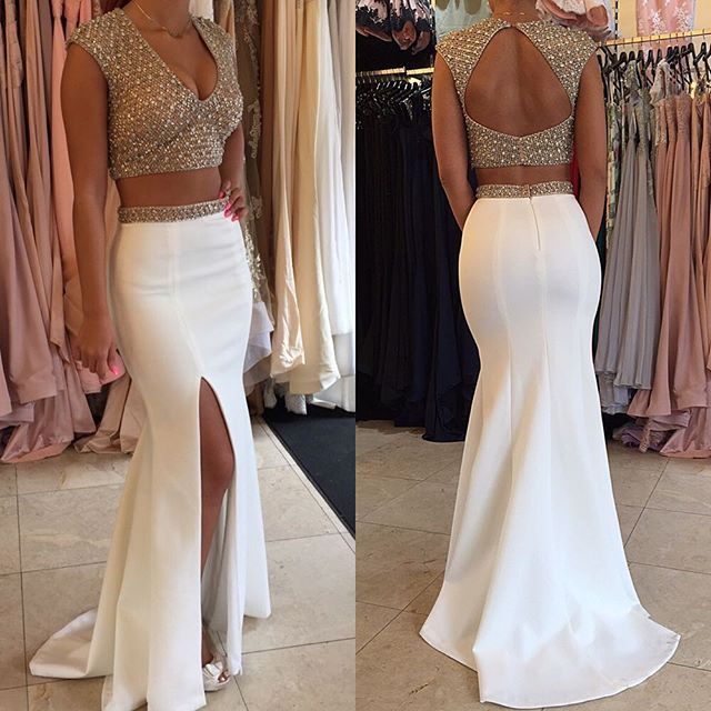 Two Pieces Prom Dress With Keyhole Back on Luulla