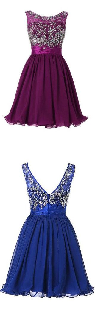 V Back Short Graduation Dress Homecoming Dress on Luulla