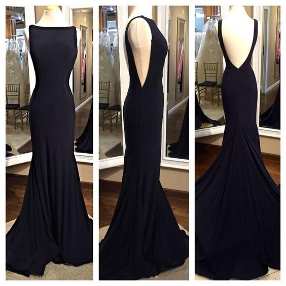 Open Back Black Long Prom Dress on Luulla