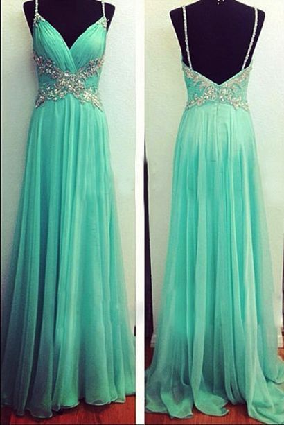 Long Chiffon Prom Dress With Pleated Chest on Luulla